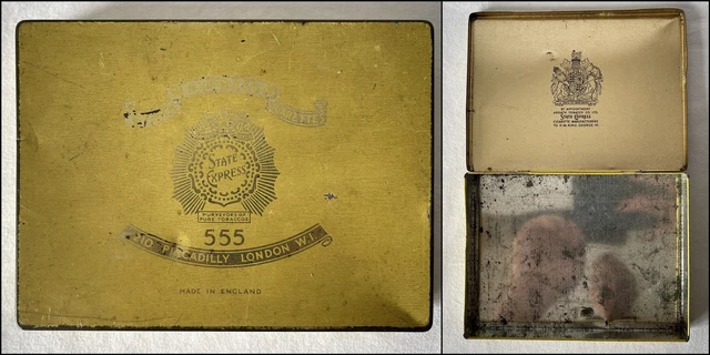 VINTAGE LARGE EMPTY Metal STATE EXPRESS 555 Cigarette Tin Packet Pack ...