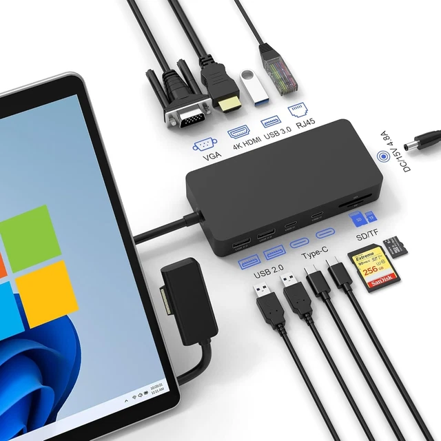 Surface Dock 11 In 1 Surface Docking Station Triple Displays Mit Hdmi 4k Vga Eur 79 00