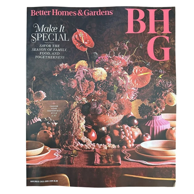 BETTER HOMES GARDENS Magazine BHG November 2025 Thanksgiving Recipes £2 ...