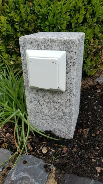 GARTENSTECKDOSE AUSSENSTECKDOSE GRANIT Hellgrau inkl. IP44 Steckdose ...
