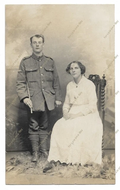 WW1 PHOTO TANK Corps soldier + wife, TC arm patch & shoulder titles ...