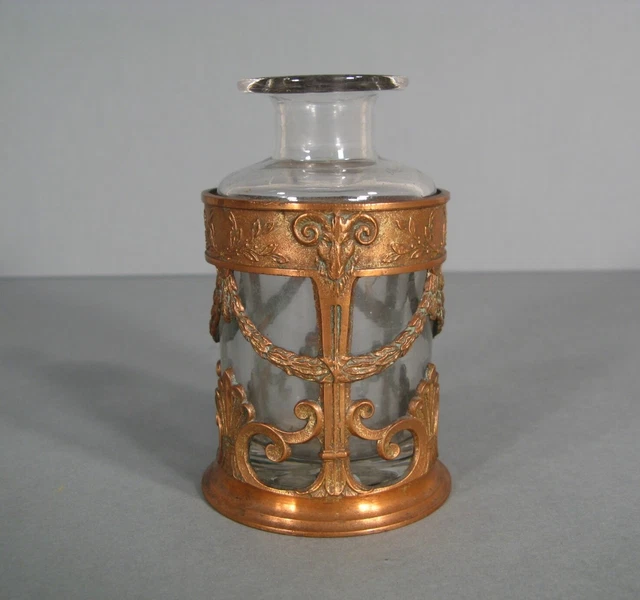 ANCIEN FLACON A Parfum Style Empire Armature Bronze Decor Guirlandes ...