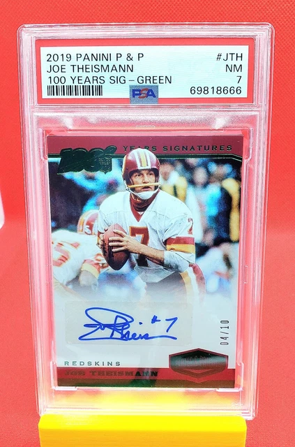 2019 PLAQUES ET patchs Joe Theismann Auto 100 ans vert parallèle #4/10 ...