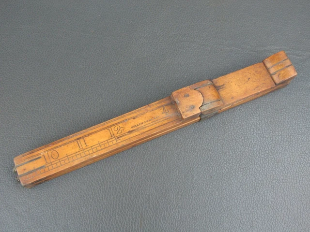 VINTAGE BOXWOOD & brass folding foot measure rule ruler by Ullathorne ...