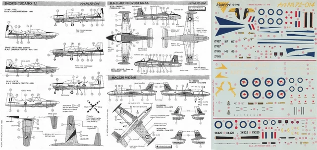 MODEL ART DECALS 1/72 Tucano T.1 Jet Provost Mk.5A Macchi MB326H VC-724 ...
