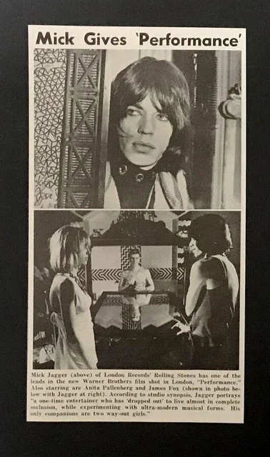 MICK JAGGER PERFORMANCE (The Movie) 1970 Mini Article (Rolling Stones ...