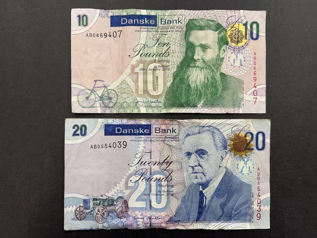 DANSKE BANK (NORTHERN Ireland) Pounds Banknote Set (2) LOT: 1412-038 £0 ...