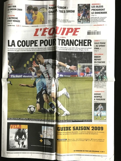 L'EQUIPE JOURNAL 28/01/2009; Nadal-Simon/ 16e de finale de coupe de ...