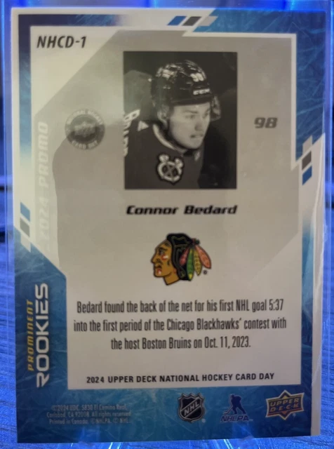 2024 NATIONAL HOCKEY Card Day Connor Bedard - Blackhawks #NHCD-1 Rookie ...