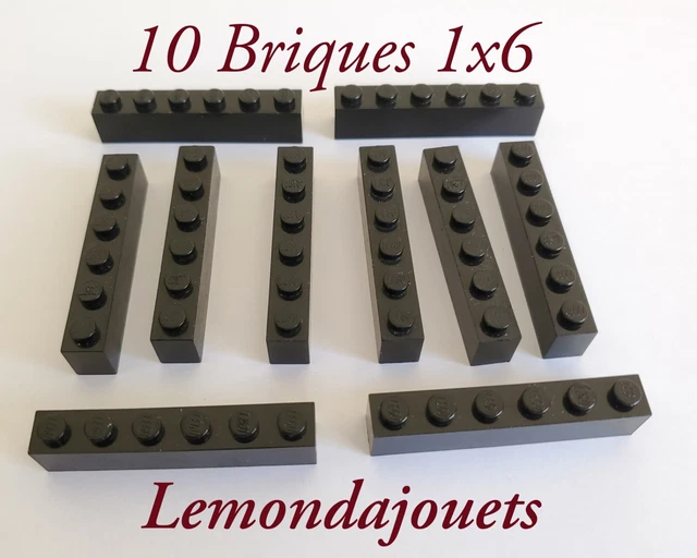 LOT DE 10 x Pièces Lego 3009 1 x 6 Brick 1x6 Noir Black Brique 6x1 EUR ...