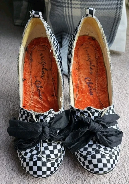 IRREGULAR CHOICE TOODLE Loo Check Black & White High Heal Shoes - SIZE ...