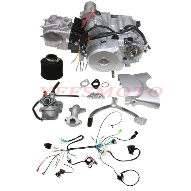 125CC SEMI AUTO Engine Motor Kit +Wiring Harness for Honda Go Kart Quad ...