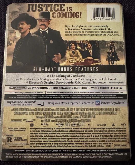 TOMBSTONE STEELBOOK 4K Blu-ray Ultra HD U.S. Import - Kurt Russell, Val ...