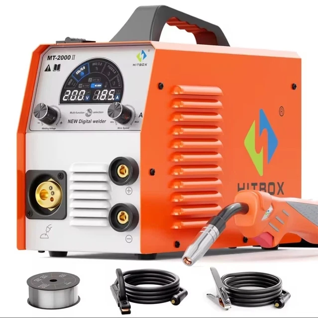 HITBOX 4-IN-1 MIG Welding Machine Gasless 200Amp Inverter for MMA TIG ...