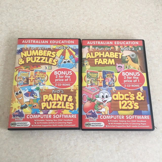 AUSTRALIAN EDUCATION FUN on Alphabet Farm + Numbers Puzzles PC 2004 2 ...