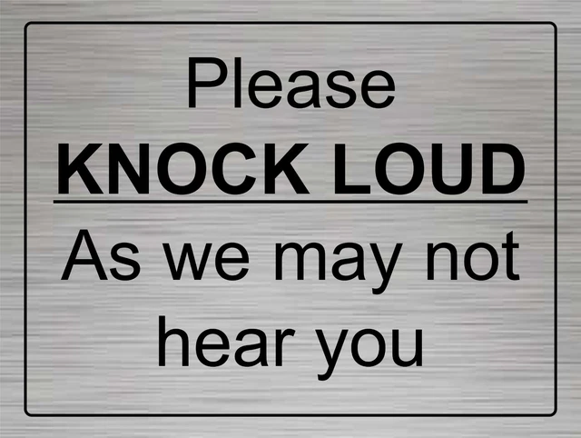 PLEASE KNOCK LOUD Toilet Sign Aluminium self adhesive Modern new £6.99 ...