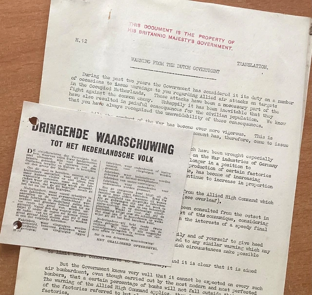 WW2 BRITISH AERIAL Propaganda Pamphlet + Translation: Dutch Government ...