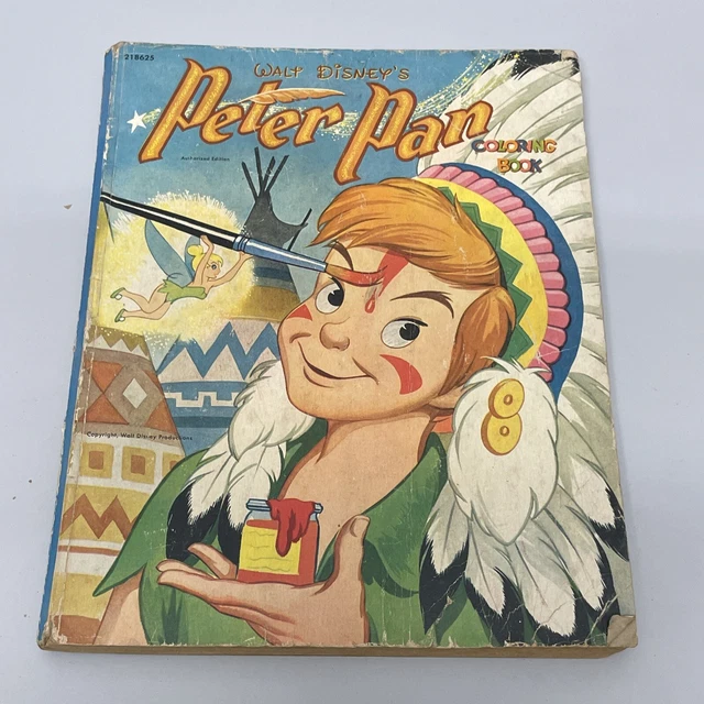 WALT DISNEY'S PETER Pan Coloring Book from 1952 ~ Signed By Artist ~ 💯 ...