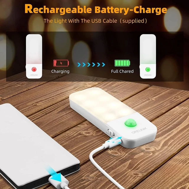 OREUNIK RECHARGEABLE MOTION Sensor LED Night Lights for Cupboard Closet ...