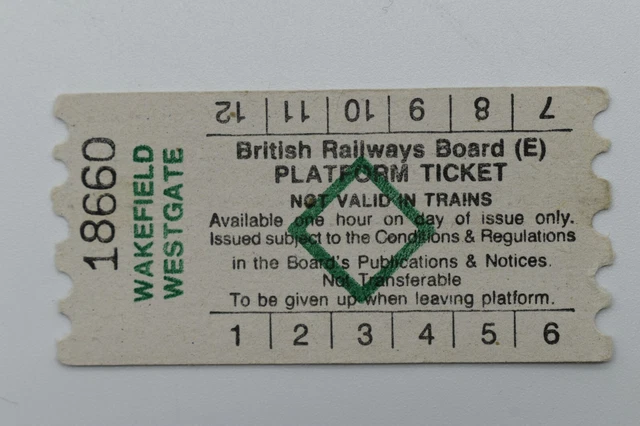 RAILWAY TICKET - British Railways WAKEFIELD WESTGATE Platform Ticket No ...