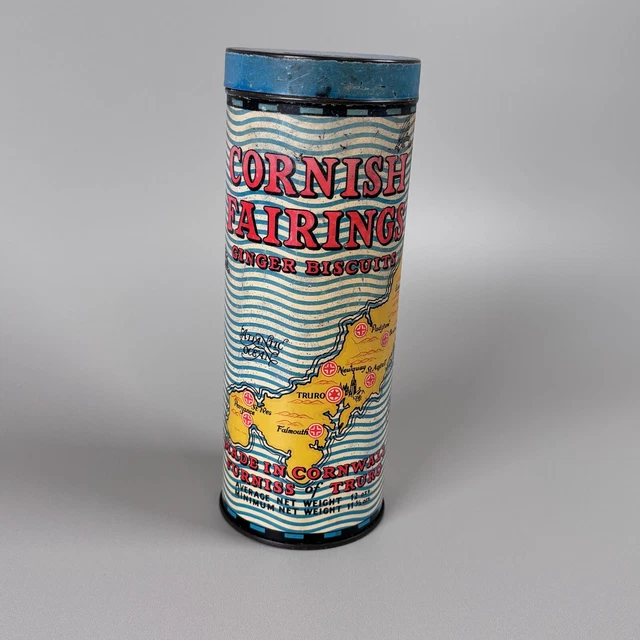VINTAGE TIN CORNISH Fairings Ginger Biscuits Cornwall Map Furniss Of ...