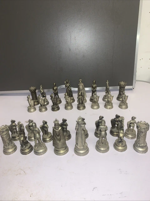 METAL ALLOY MEDIEVAL Chess Set No Board 10cm Collectible Home Decor ...
