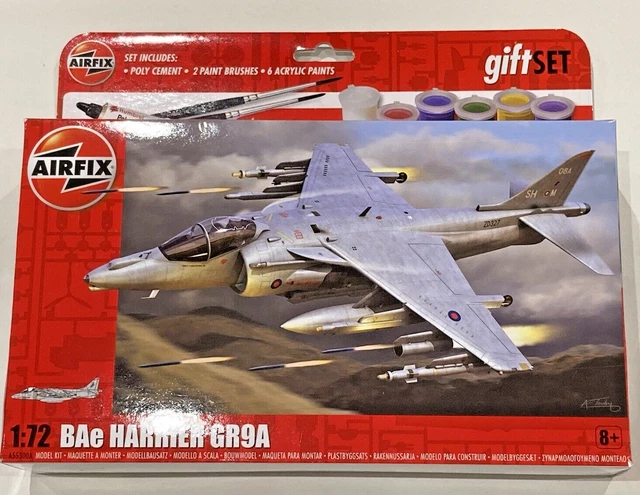 AIRFIX 1/72 RAF Harrier GR9A Jump Jet VTOL Plastic Model Kit Gift Set # ...