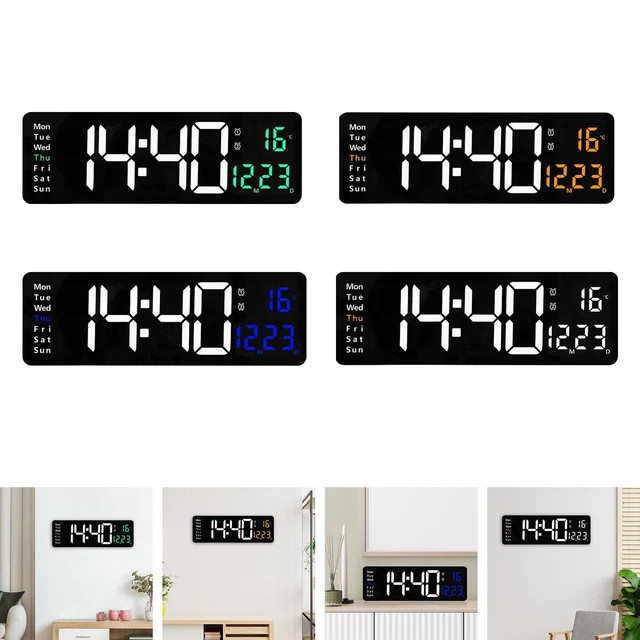 HORLOGE MURALE NUMÉRIQUE, réglage de la luminosité, fonction de compte ...