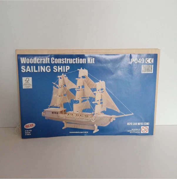WOODCRAFT SAILING SHIP Construction Kit P049 3D Model Puzzle Open Box ...