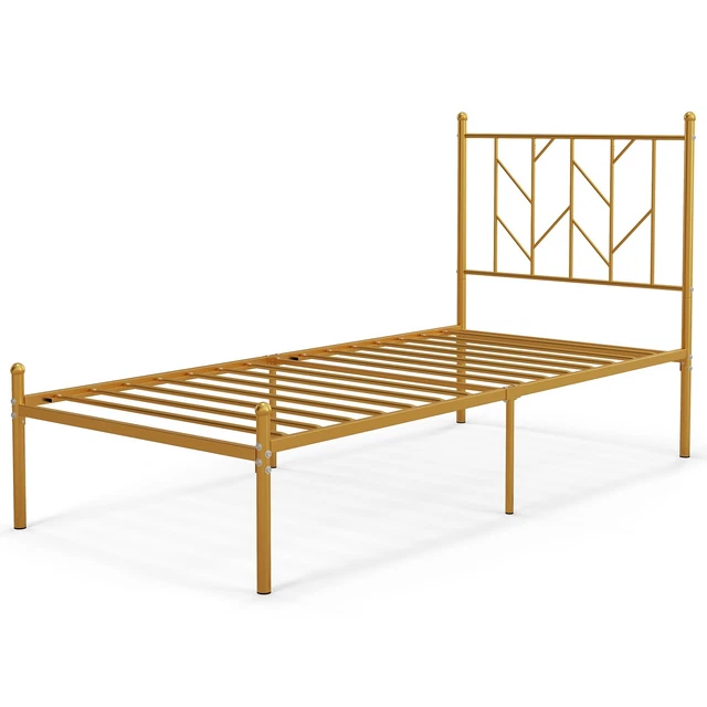 3FT SINGLE METAL Bed Frame Heavy-duty Slatted Platform Bed with Headboard £57.95 - PicClick UK