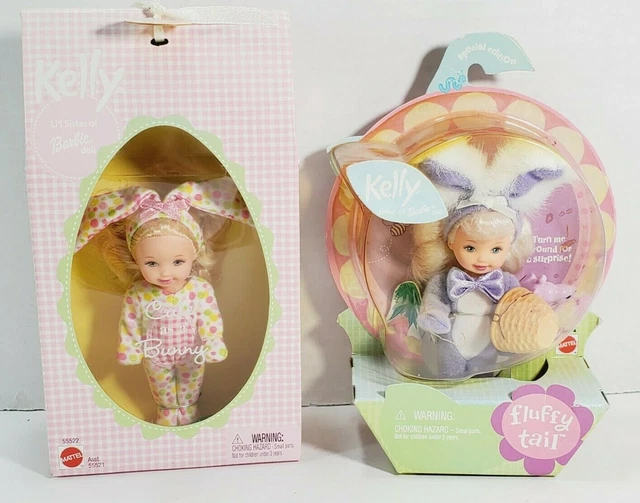 LOT TWO 2002 Sister Barbie KELLY Cute as a Bunny & 2001 Kelly Fluffy ...