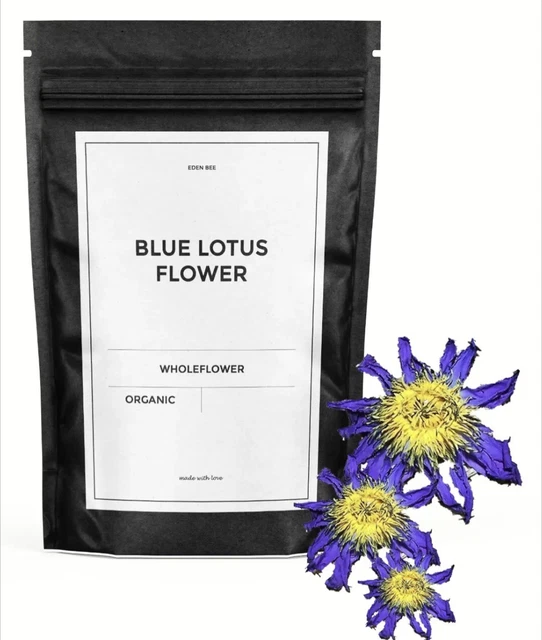 BLUE LOTUS FLOWER 20g Dried Whole Nymphaea Caerulea Organic Sleep Smoke ...