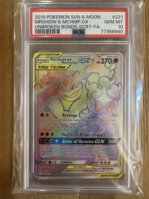 MARSHADOW & MACHAMP Tag Team GX 221/214 Unbroken Bonds NM Secret ...