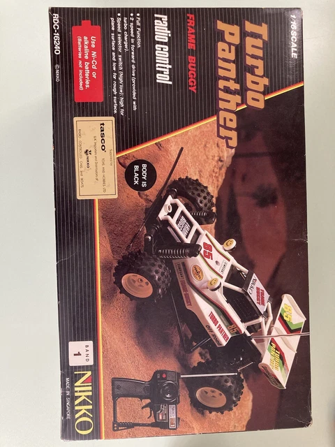 VINTAGE NIKKO TURBO Panther frame buggy RC Car 1/16 80’s Original Box ...