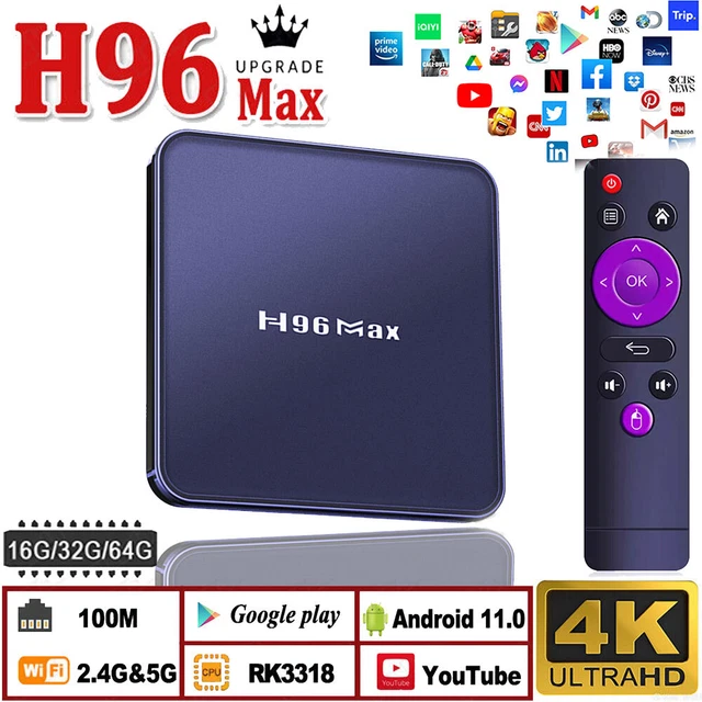 2022 4K H96 MAX V11 Android 11 TV Box 5Ghz WIFI 4G+64 GB Smart Set Top ...