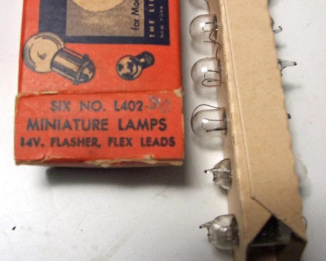 RARE ORIGINAL 1950'S Lionel bulbs pack No L402, 14v, flex lead flasher ...