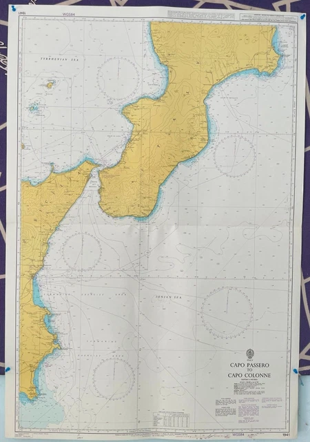 AMMIRAGLIATO 1941 ITALIA Capo Passero A Colonne Mappa Carta Marittimo ...