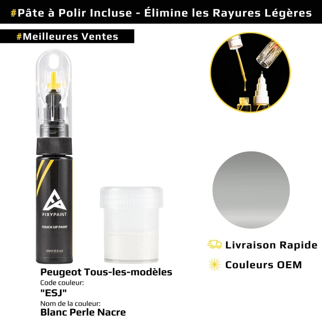 PEINTURE DE RETOUCHE pour Peugeot Tous modèles Code: ESJ Blanc Perle Nacre EUR 22,99 - PicClick FR