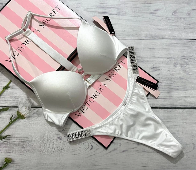 Victorias Secret Shine Strap Fabulous Push Up Top Thong Swim Set