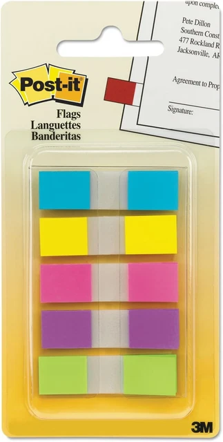 POST-IT FLAGS 6835CB2 Page Flags in Portable Dispenser, 5 Bright Colors ...