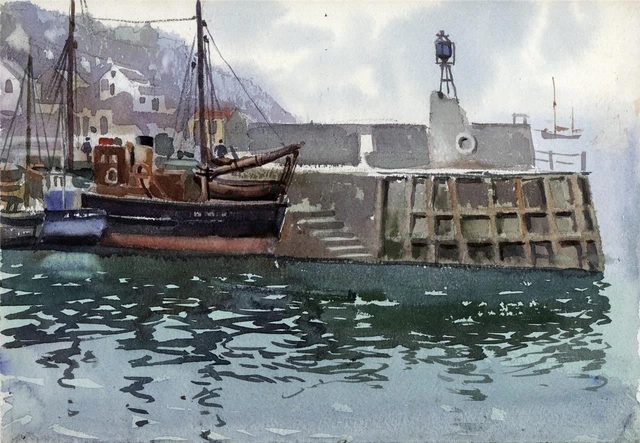 ARTHUR ROYCE BRADBURY (1892-1977) Watercolour Painting Brixham Devon ...