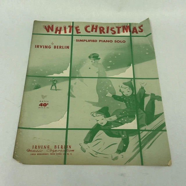 VINTAGE PIANO SHEET Music White Christmas Simplified Piano Solo By vintage-piano-sheet-music-white-christmas-simplified-piano-solo-by