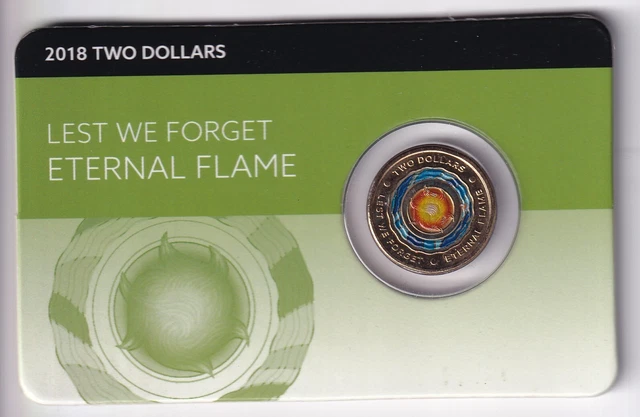 AUSTRALIA: 2018 $2 Lest We Forget Eternal Flame Unc Coin On Card EUR 42,63 - PicClick FR