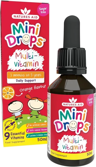 NATURES AID MINI Drops Multi-vitamin for Infants and Children, Sugar ...