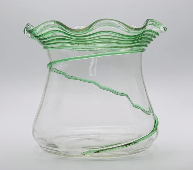 ART NOUVEAU STUART & Sons Green Trailed Glass Vase £70.00 - PicClick UK