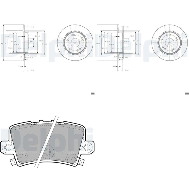 DELPHI DISQUES 260MM + Revêtements Arrière Convient pour Honda Civic 8 VIII FN EUR 73,99 ...