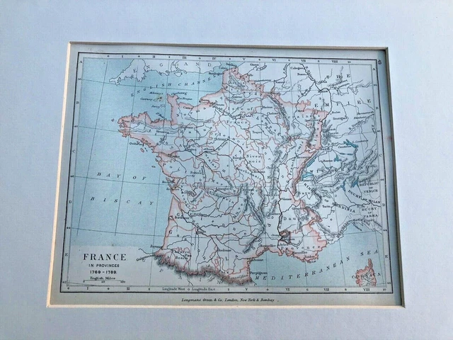 1907 MOUNTED MAP. france in provinces 1769 - 1789 ! £19.99 - PicClick UK