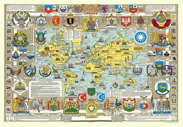 UNITED NATIONS MAP of the World 1948 1000 Piece Jigsaw Puzzle (jg) £19. ...