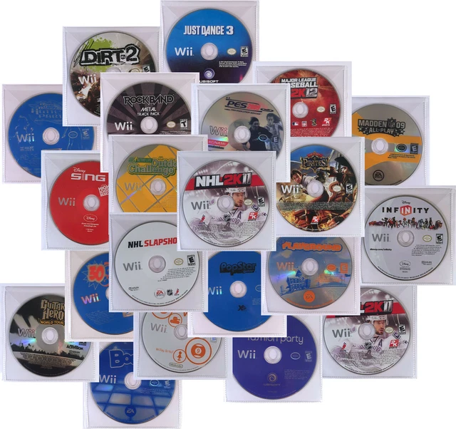 NINTENDO WII VIDEO Game Bundle, 21 Discs Only in Transparent Poly ...
