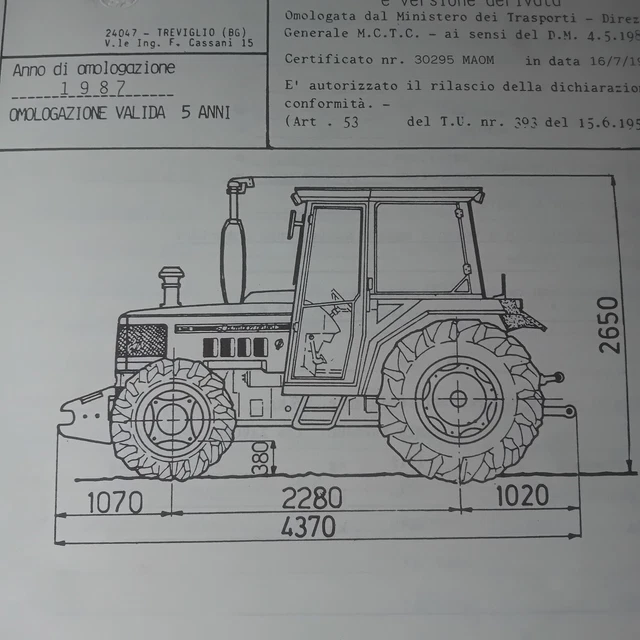 SCHEDA TECNICA TRATTORE LAMBORGHINI 674-70 VDT Diagram Specs Originale ...